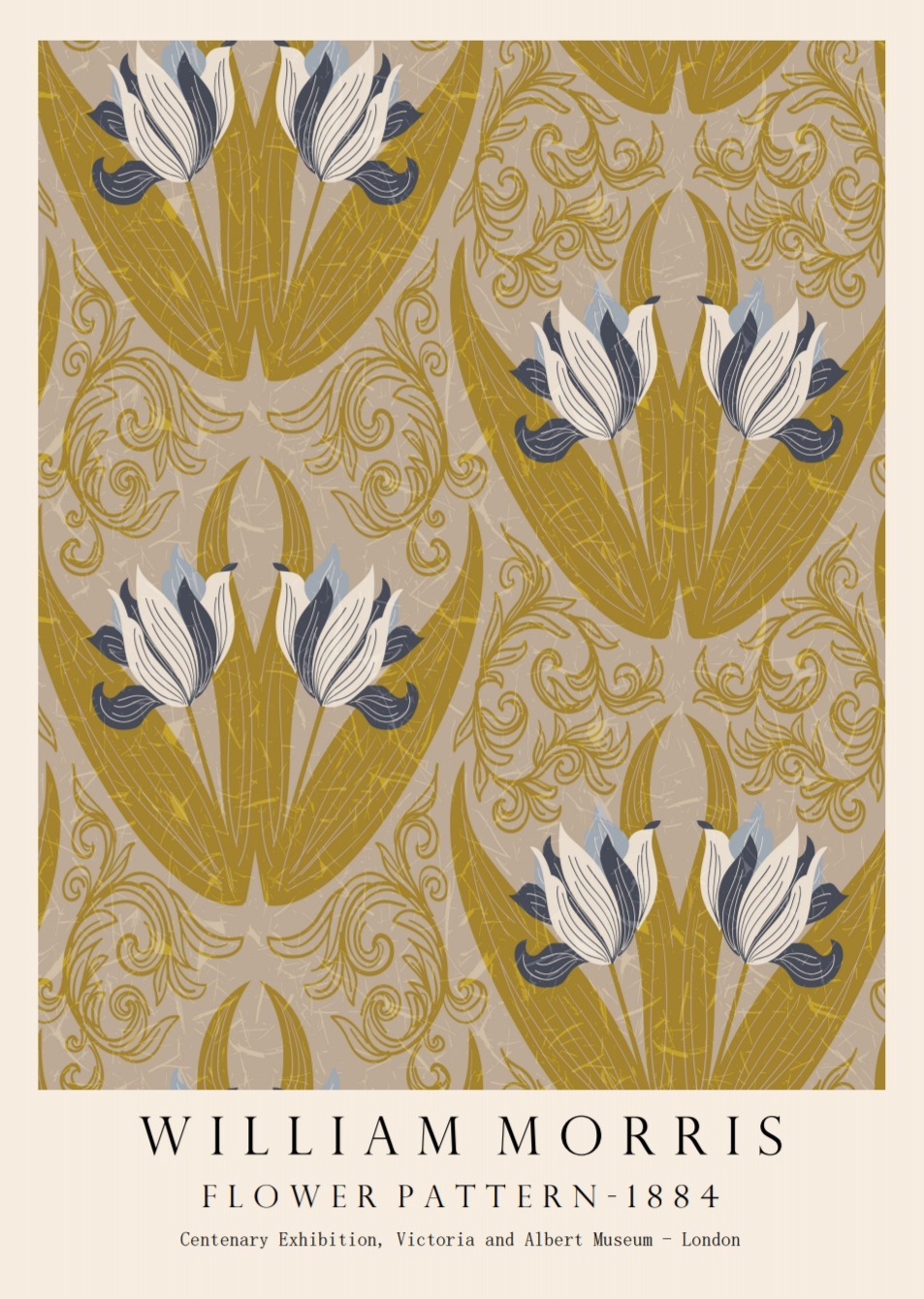 William Morris - Flower Pattern, 50x70 cm Plakat - Plakater - Ideal poster