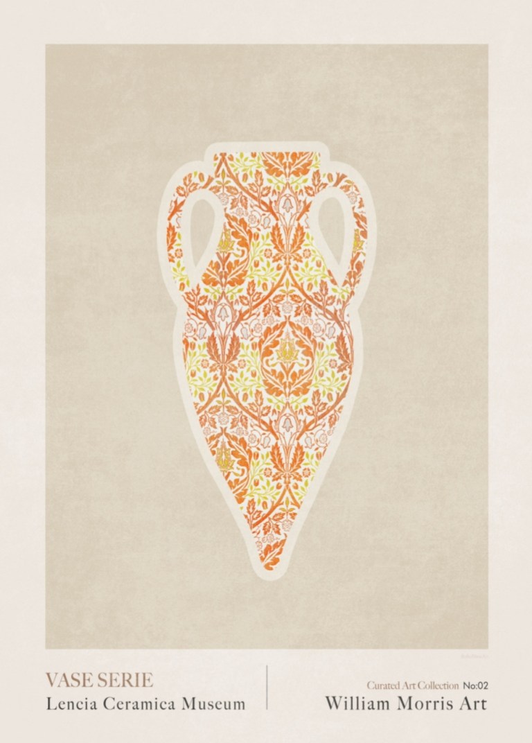 William Morris - Orange pattern Vase, 50x70 cm plakat - Ideal poster