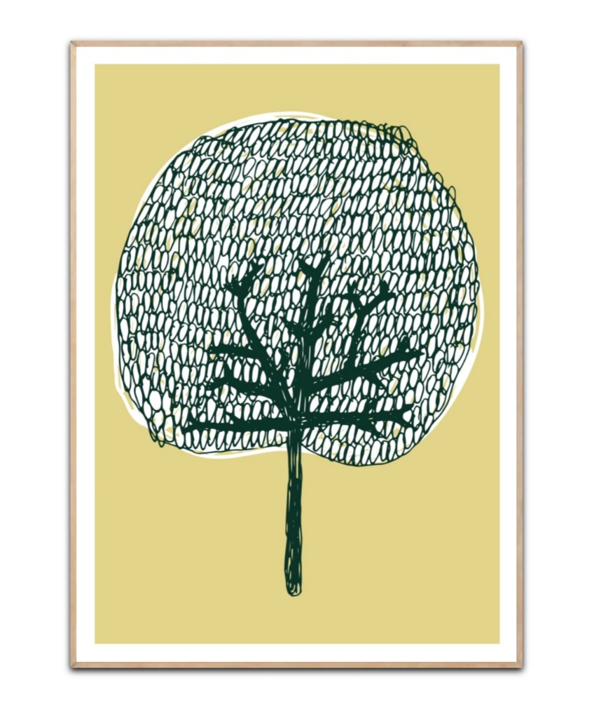 Yellow With Tree, 50x70 cm plakat - Ideal poster